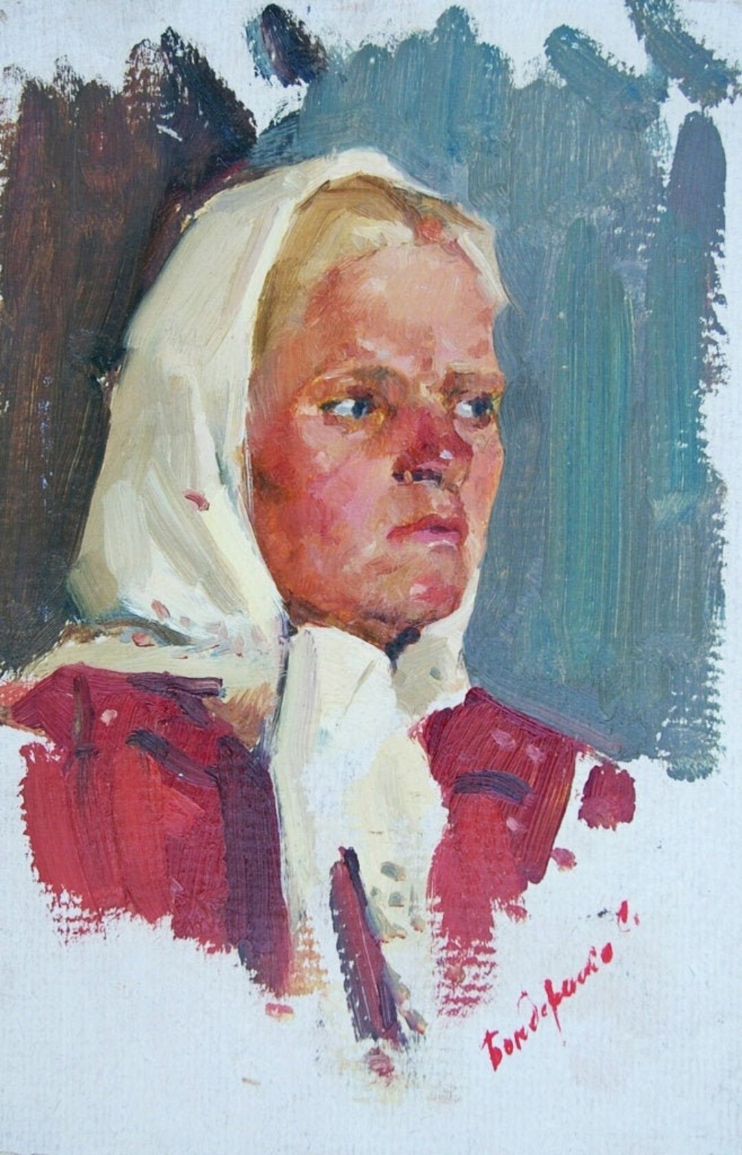 Portrait Soviet Woman Large Portrait Antique Oil Painting Original ...