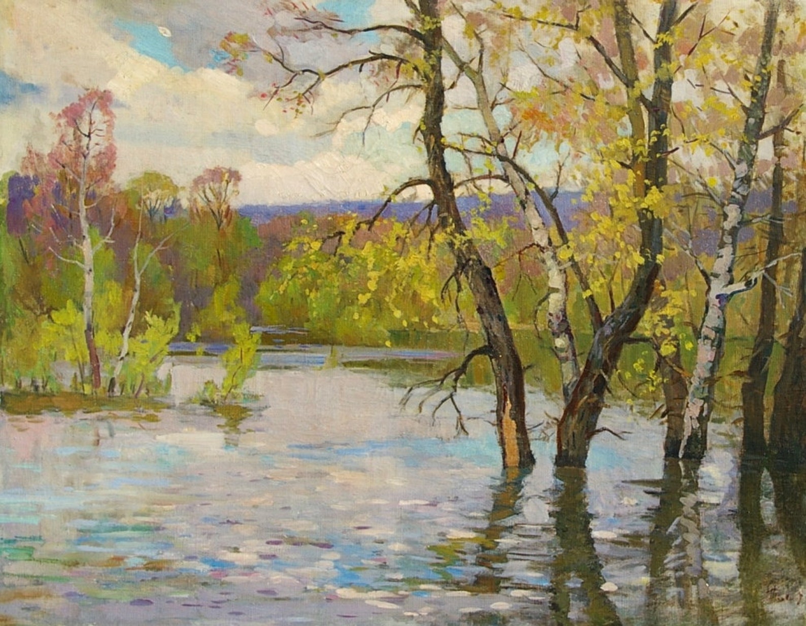 Impressionism River painting landscape Antique oil painting | Etsy