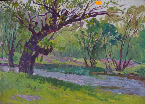 Impressionism Forest Landscape Woodland Scenery Antique Oil | Etsy