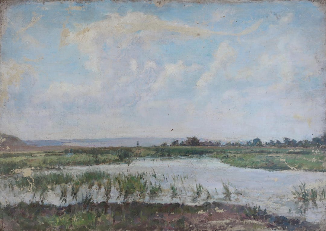 Ukrainian Impressionism River Landscape Oil Painting, Sokolovsky, 1970s ...