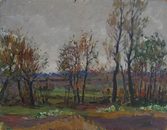 Impressionism Forest landscape woodland scenery Antique oil | Etsy