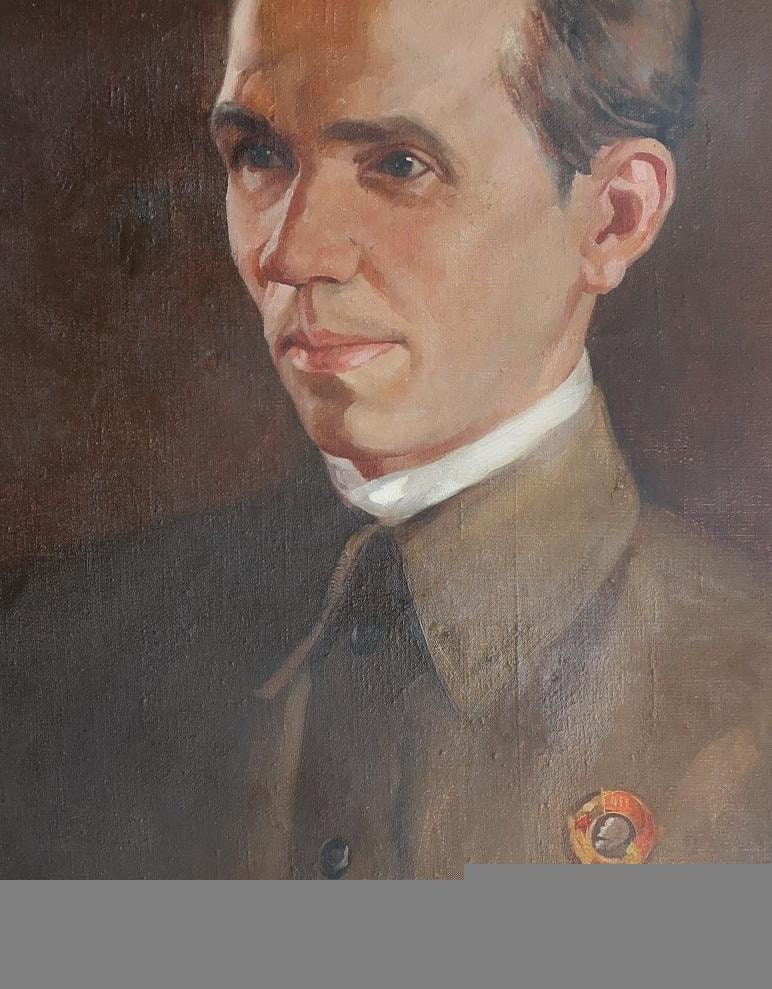 Nikolai Ostrovsky Large male portrait Antique oil painting | Etsy