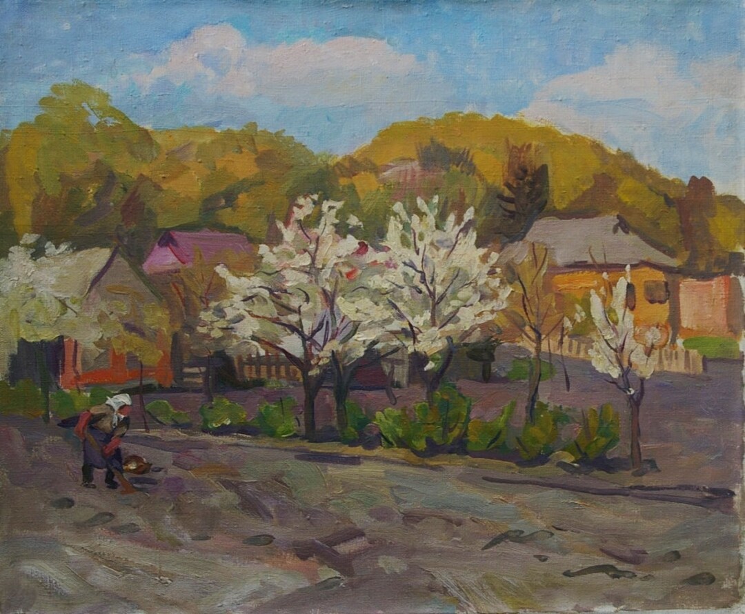 Spring Painting Rural Landscape Impressionism Antique Oil Painting ...