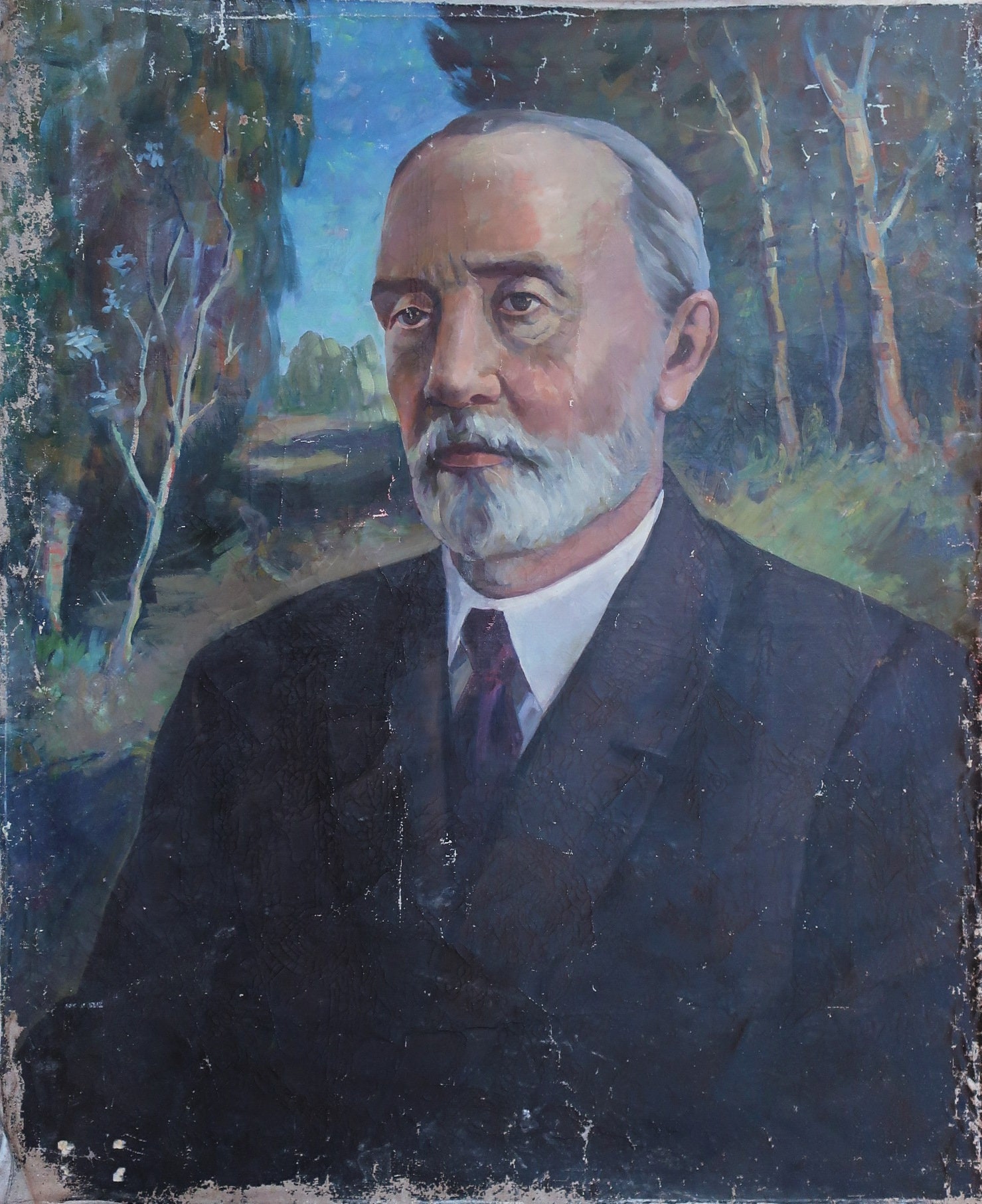 Portrait Person Large Male Portrait Antique Oil Painting - Etsy