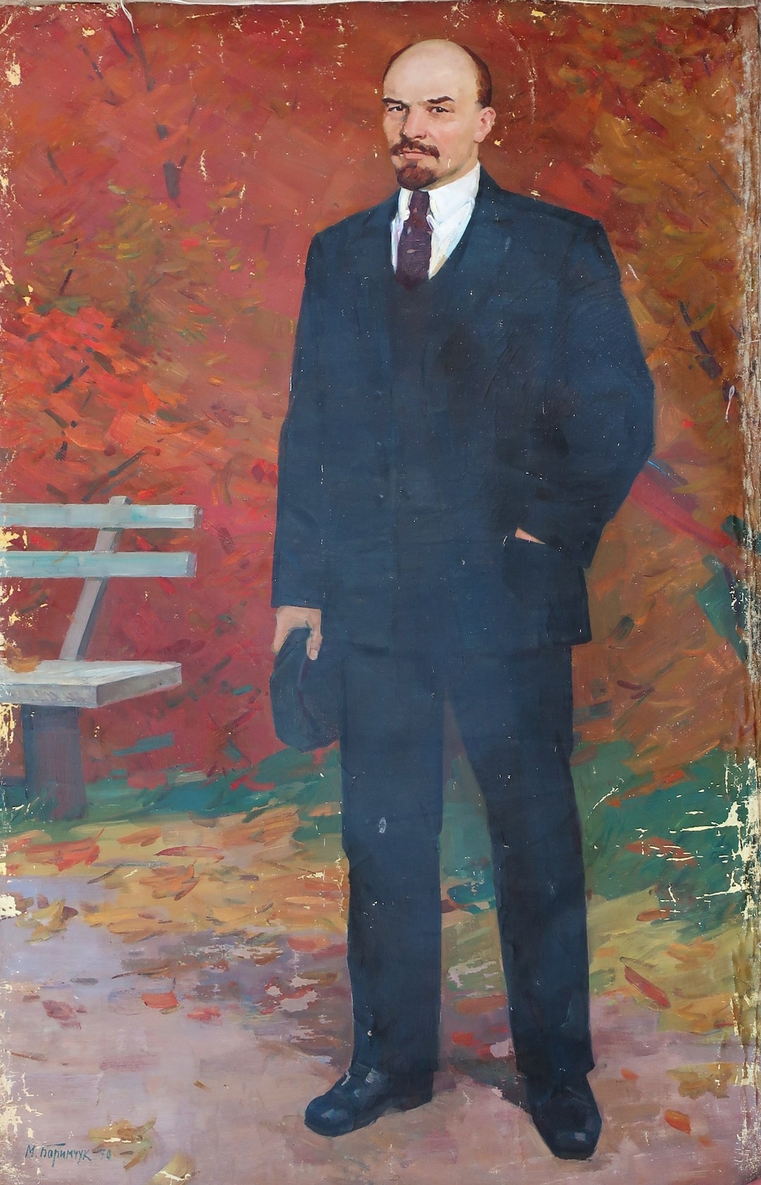 Vladimir Lenin Large Male Portrait Antique Oil Painting - Etsy