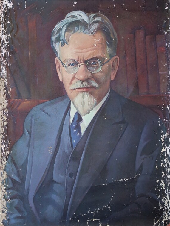 Mikhail Kalinin Large Male Portrait Antique Oil Painting | Etsy