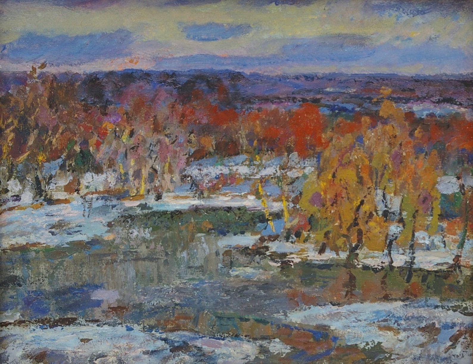 Landscape Painting Impressionism Winter Landscape Antique Oil - Etsy