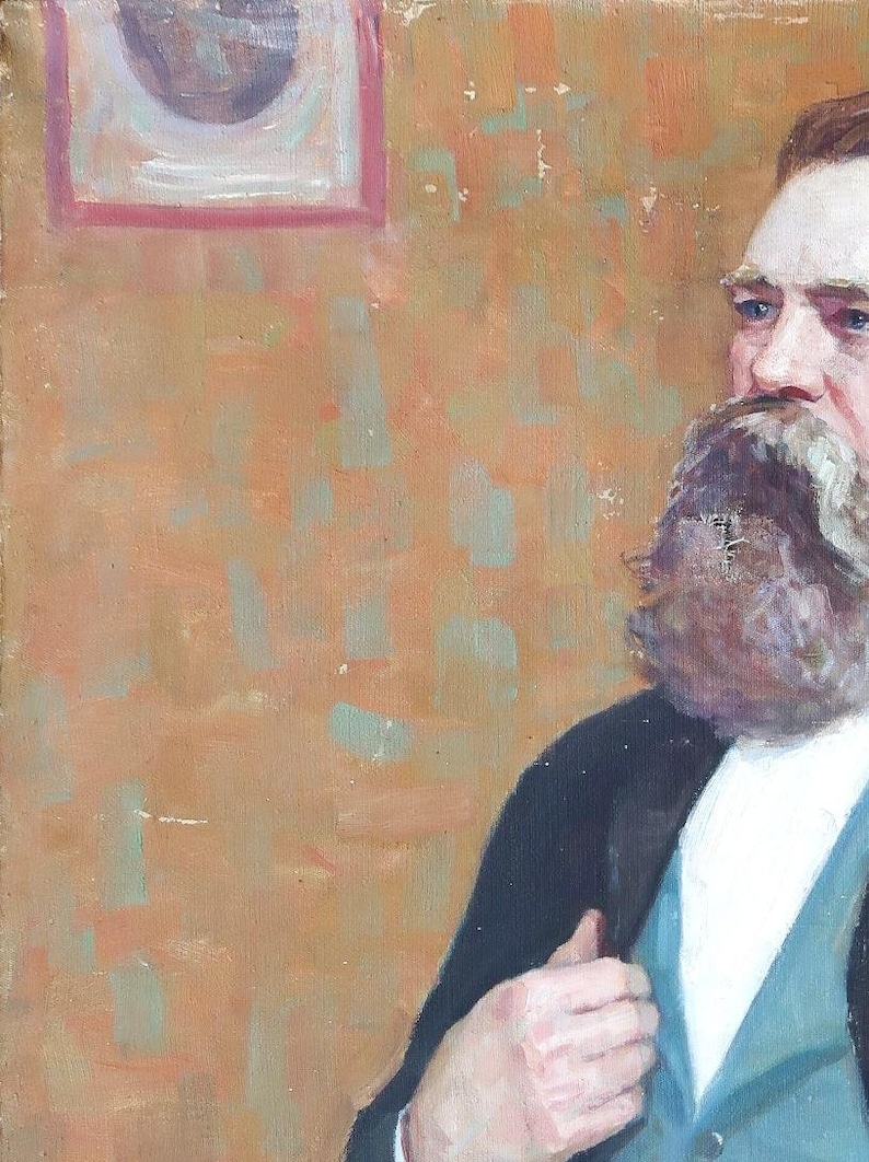 Friedrich Engels Portrait Painting, Original Soviet Art, 1967 (120-90 ...