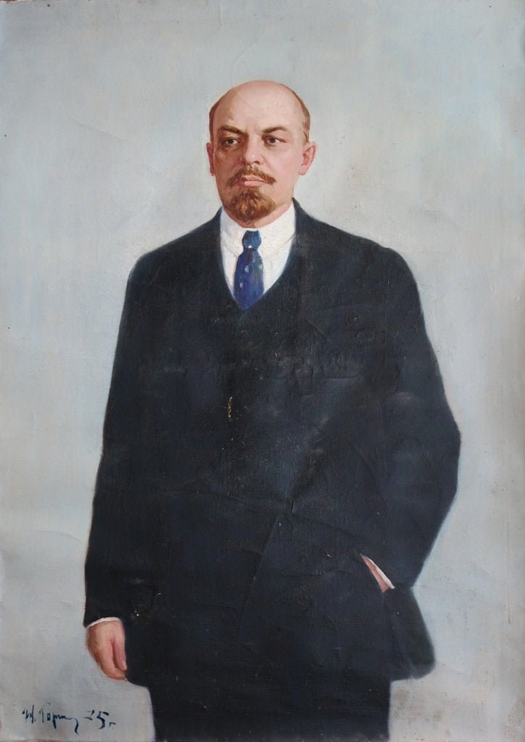 Vladimir Lenin Large Male Portrait Antique Oil Painting Original ...