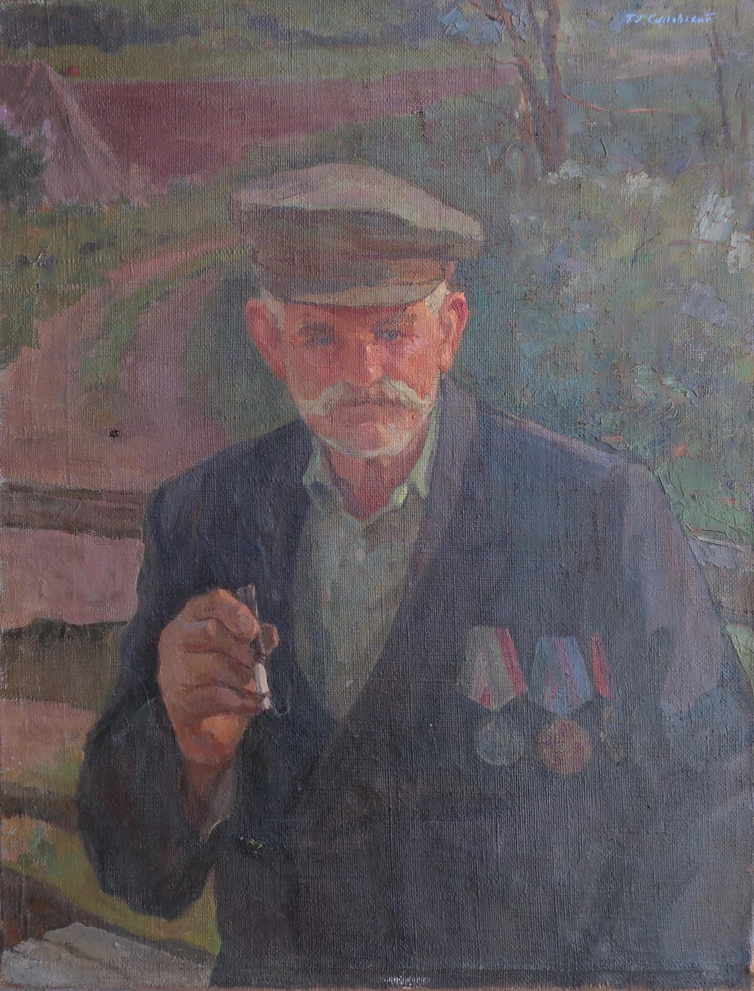 Vintage Soviet Man Portrait Oil Painting, Ukrainian Artist, Socialist ...