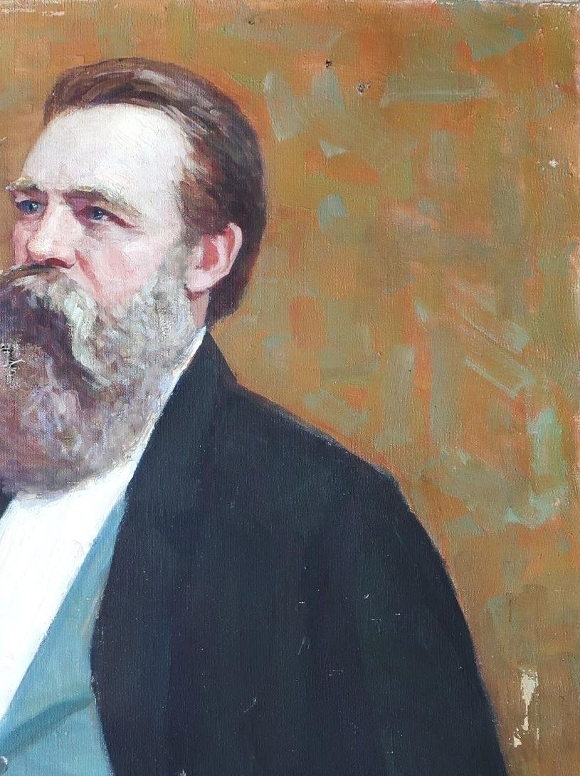 Friedrich Engels Portrait Large Male Portrait Antique Oil - Etsy