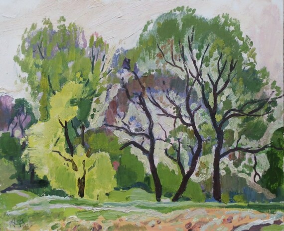Landscape Painting Impressionism Spring Landscape Antique Oil | Etsy