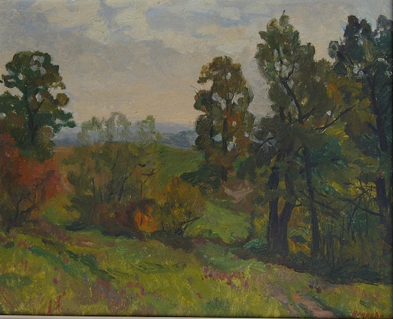 Impressionism Forest Landscape Woodland Scenery Antique Oil | Etsy