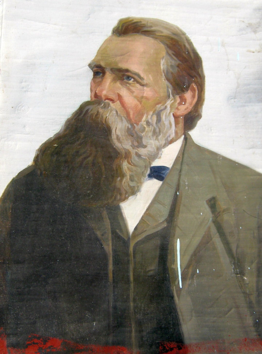 Friedrich Engels Portrait Large Male Portrait Antique Oil - Etsy