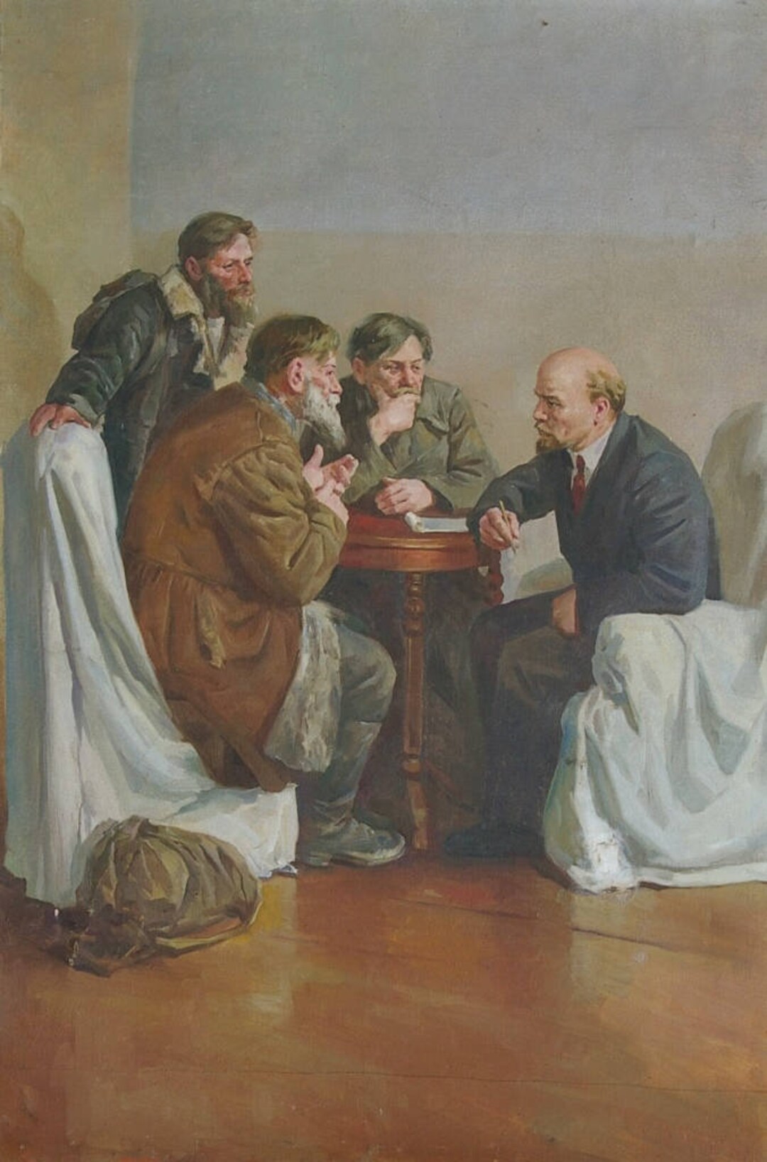 Vladimir Lenin Large Male Portrait Antique Oil Painting Original ...