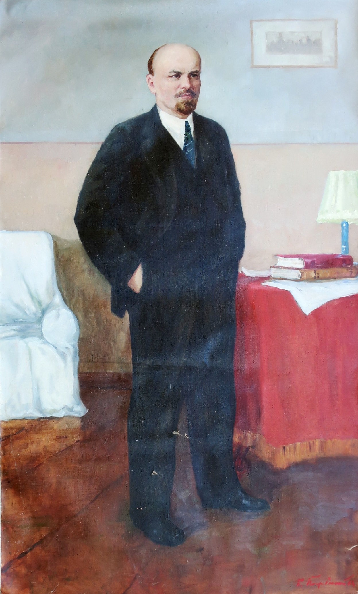 Vladimir Lenin Large Male Portrait Antique Oil Painting - Etsy