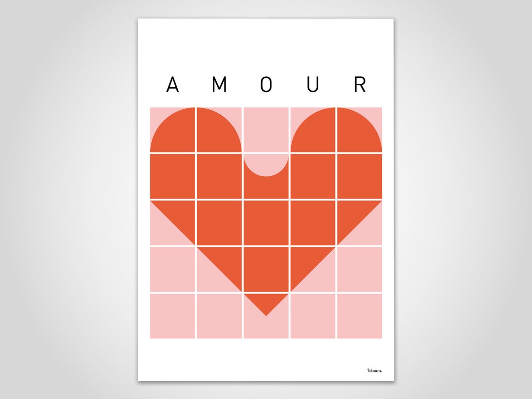 Banum Amour Poster Love, Art Print Red Heart, Poster Mother's Day ...