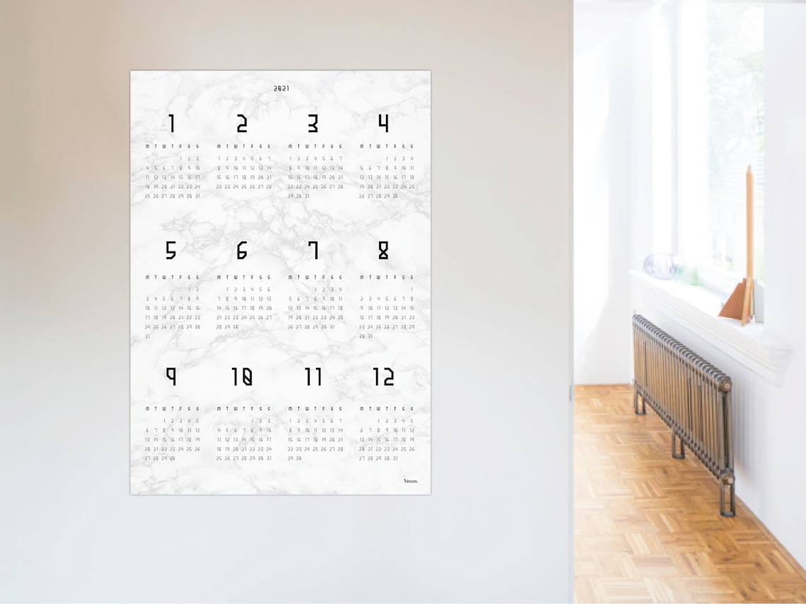 Marble Calendar 2021 Annual Calendar Poster Calendar | Etsy