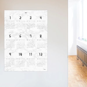 Marble Calendar 2021 Annual Calendar Poster Calendar | Etsy