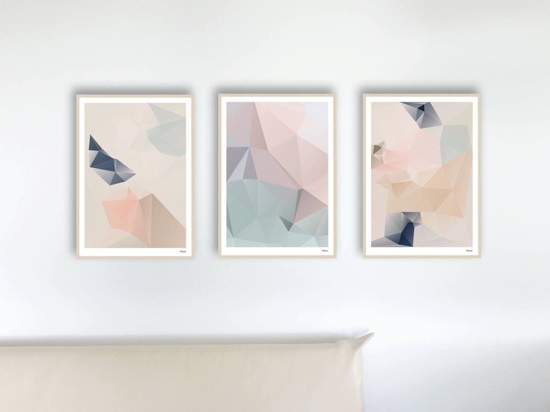Set 3 Pastel Posters, Pictures, Art Prints, Abstract, Geometry ...