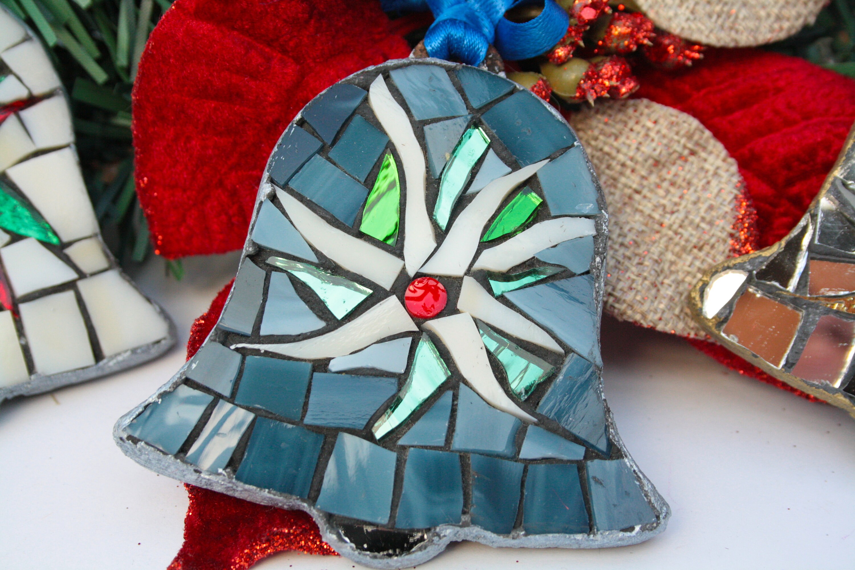 Christmas Ornament Bells in Italian Artistic Mosaic. Christmas Tree ...