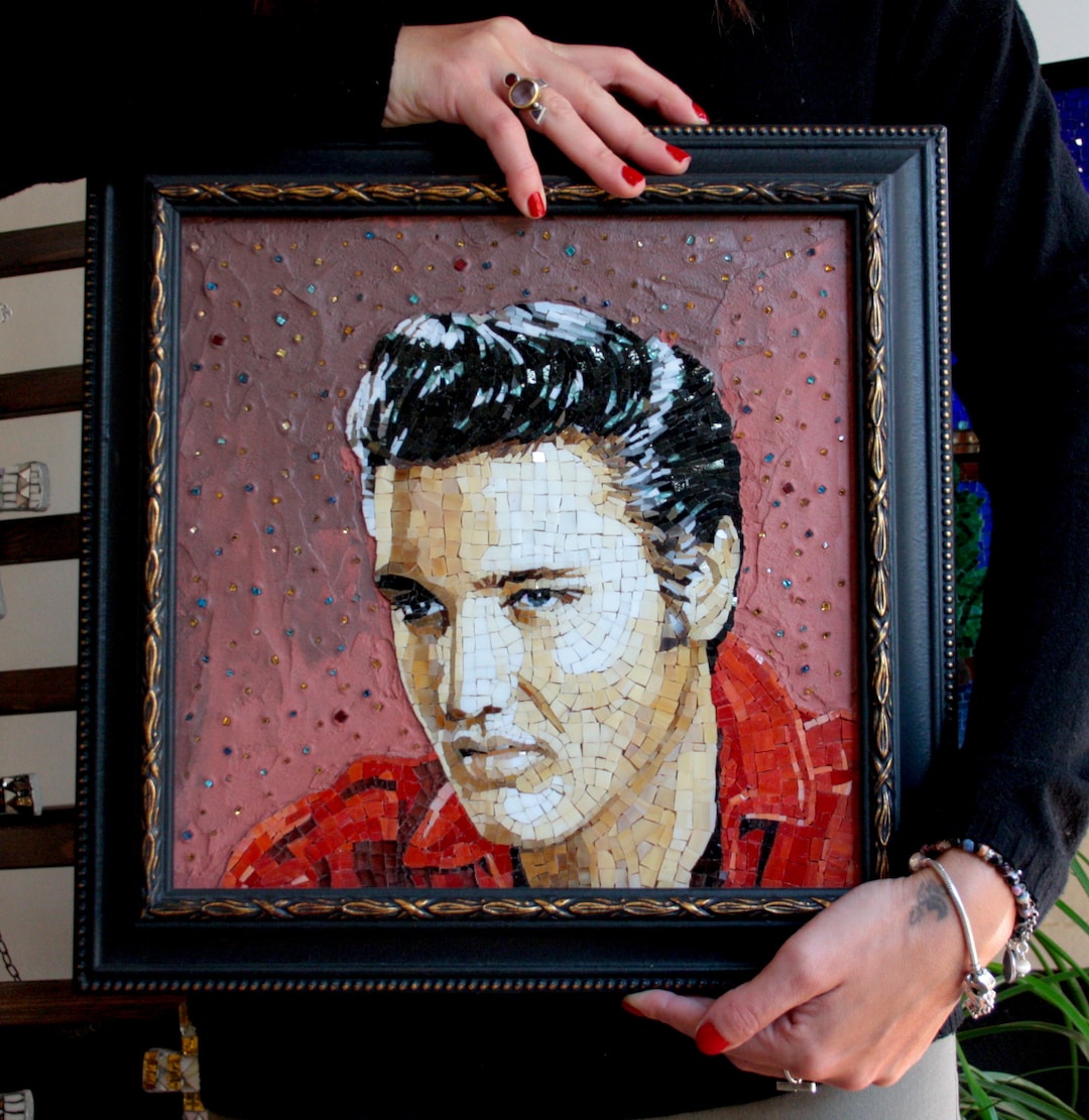 Elvis Presley Portrait in Italian Artistic Mosaic. Gift Idea Framework ...