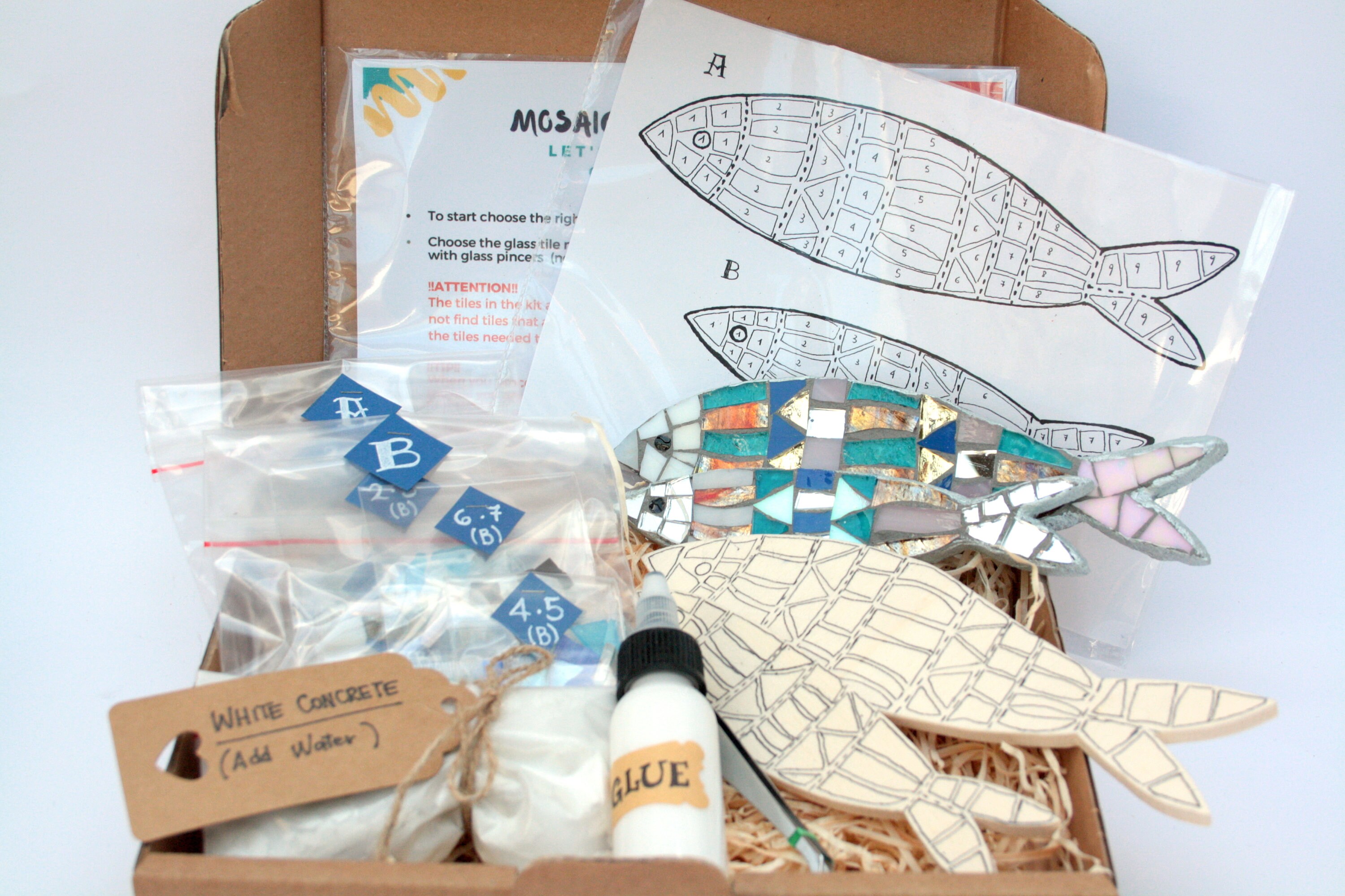 Glass sardine mosaic kit. DIY mosaic fish creative art kit | Etsy