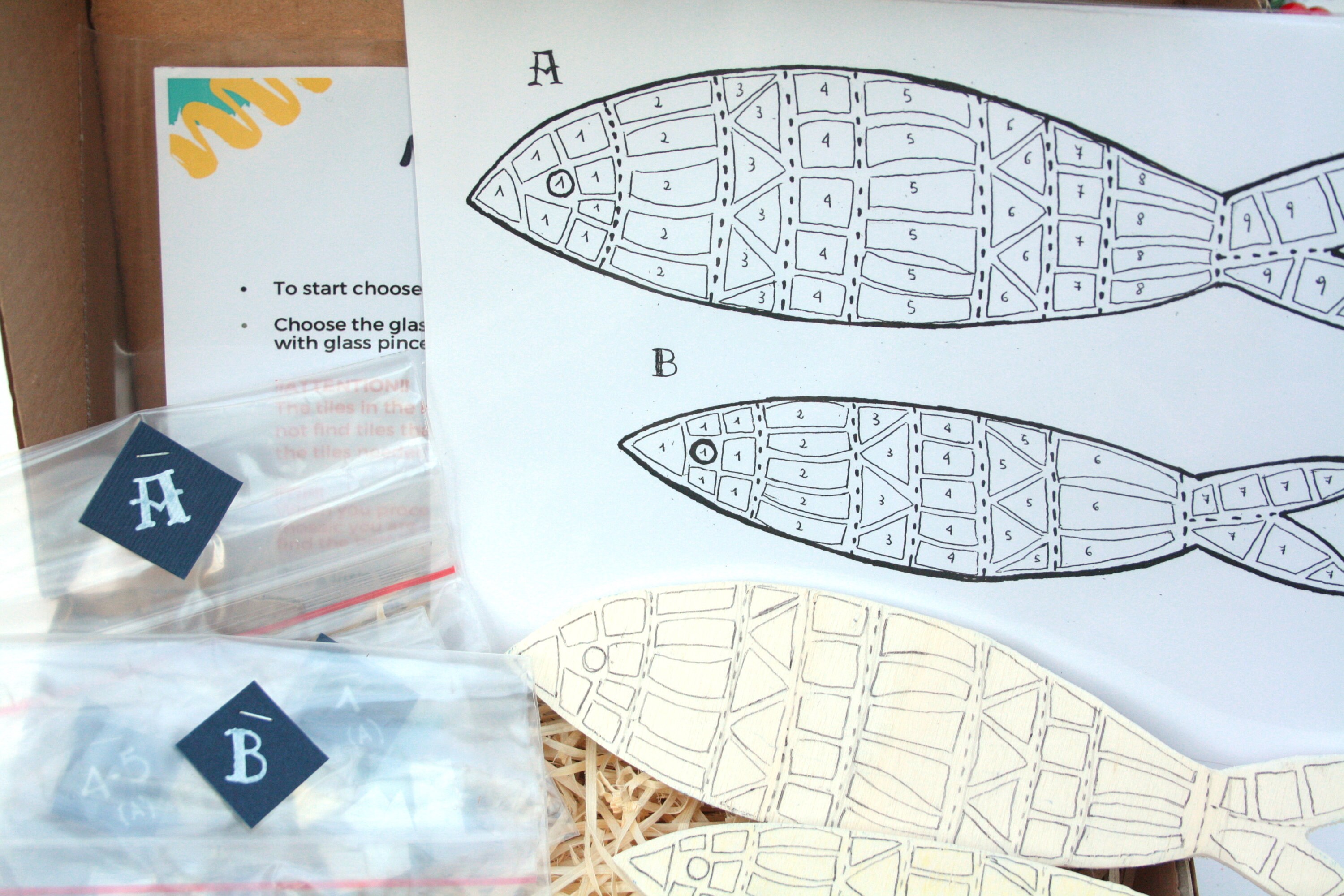 Glass sardine mosaic kit. DIY mosaic fish Christmas 2020 gift | Etsy