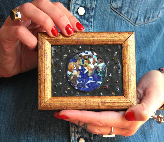 Small mosaic planet earth vintage style handmade in Italy. | Etsy