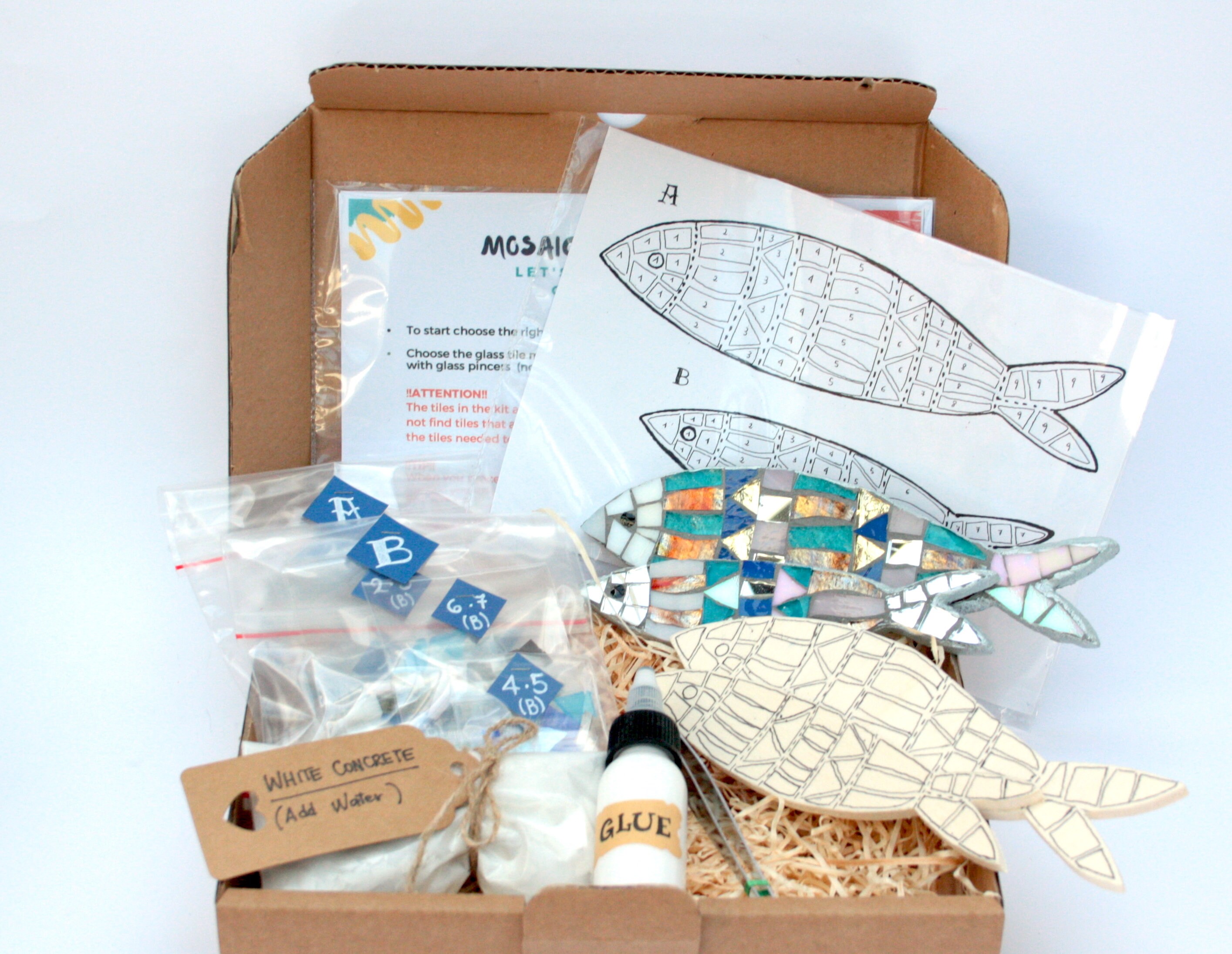 Glass sardine mosaic kit. DIY mosaic fish creative art kit | Etsy