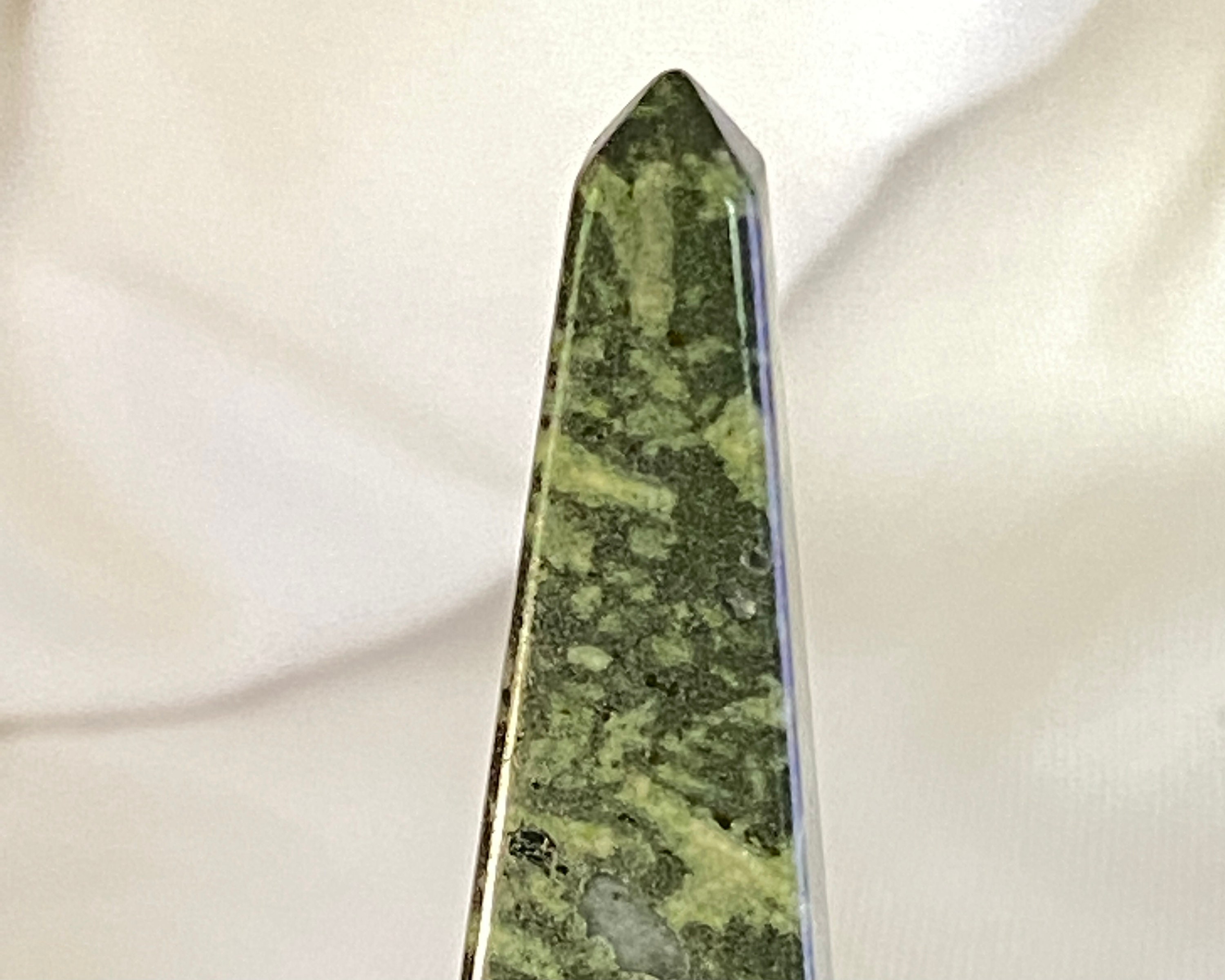 3.4”, 72.2g, Chinese Writing Stone, Green Porphyrite Tower, Porphyry ...