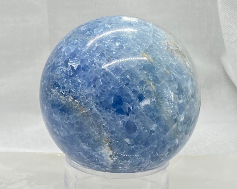 2.6”, Blue Calcite Sphere, Polished Blue Calcite Sphere, Natural Blue ...