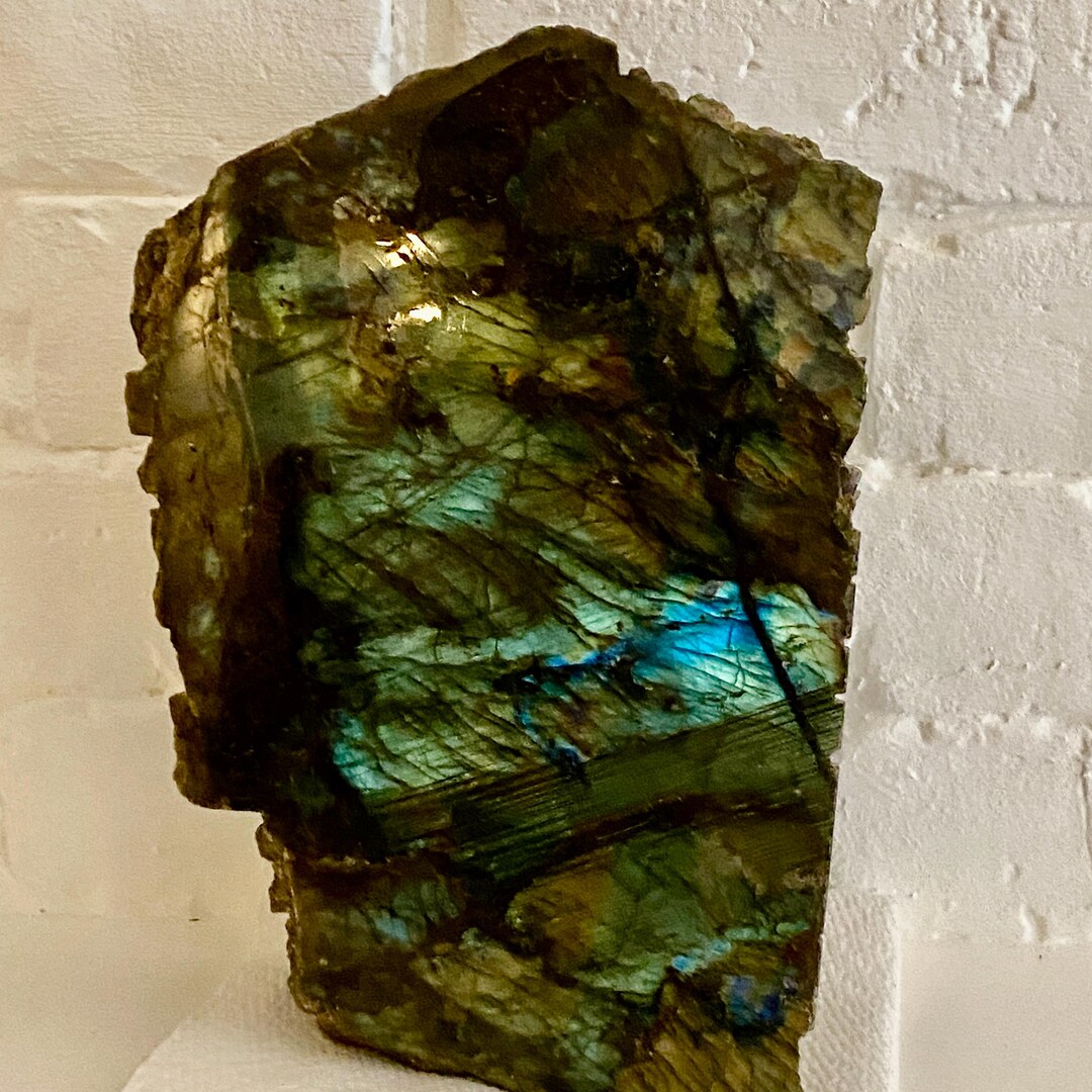 9.9 Lbs., 8.75”, Huge Beautiful Rough Labradorite Crystal, Polished on ...