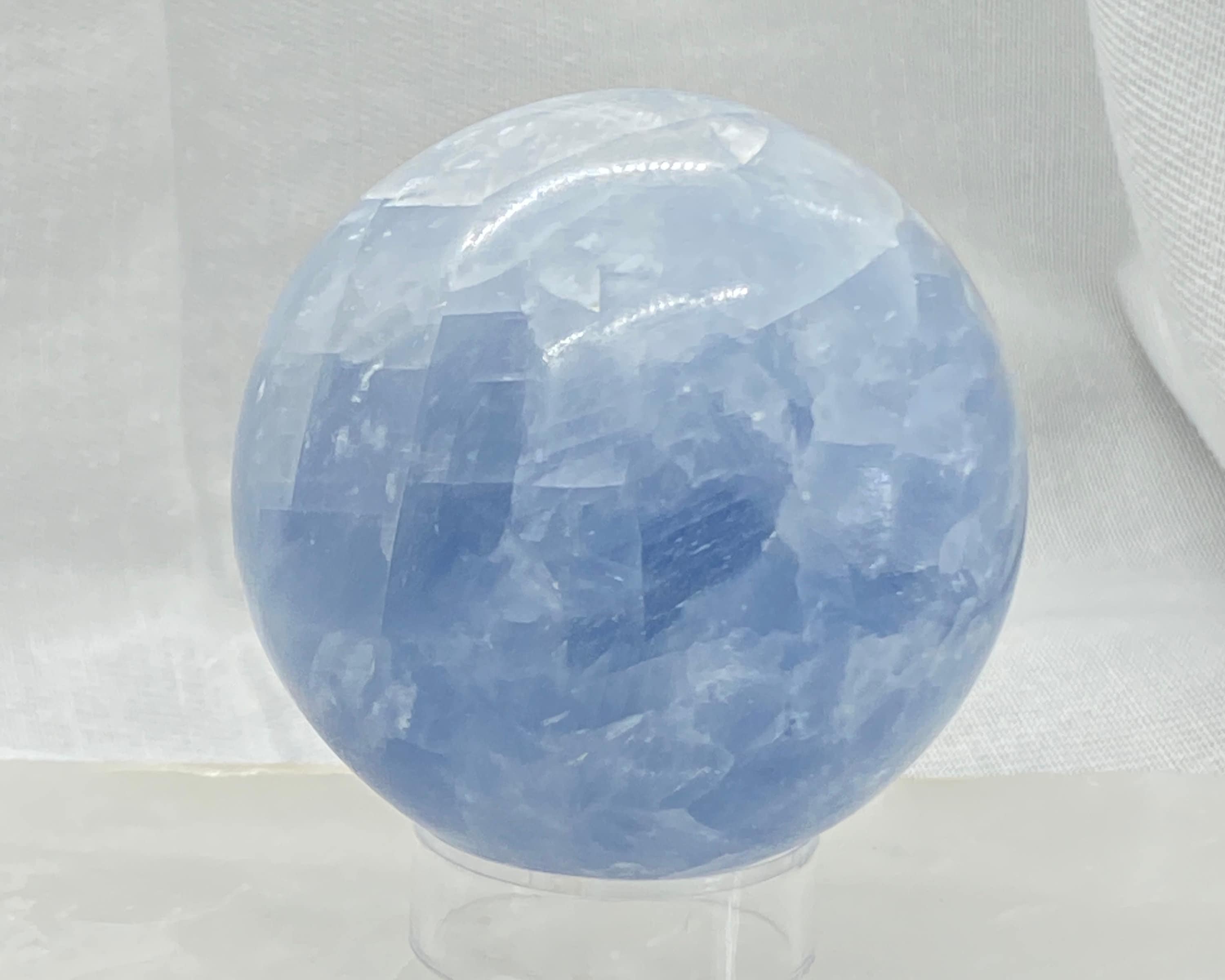 2.4”, Blue Calcite Sphere, Polished Blue Calcite Sphere, Natural Blue ...