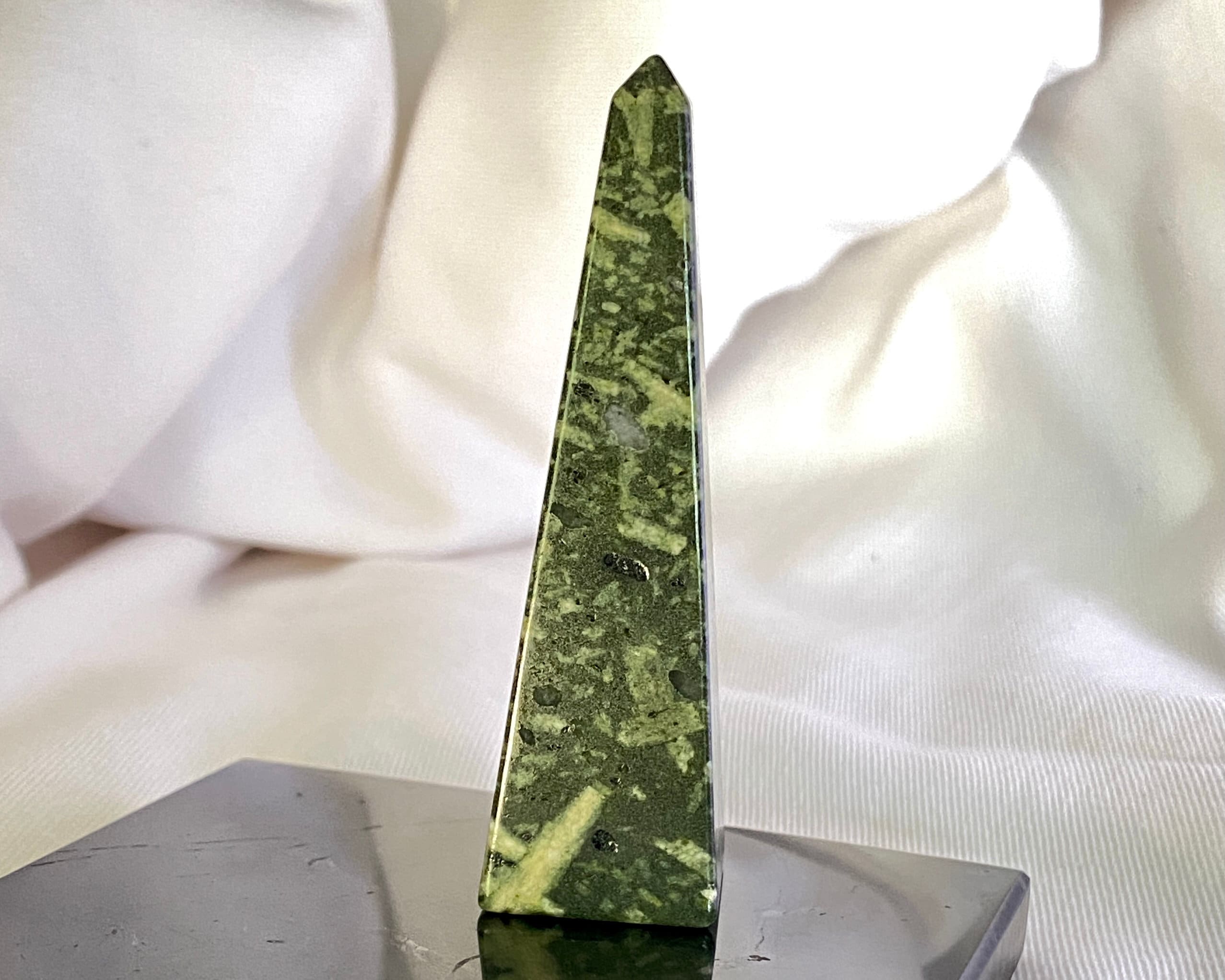 3.4”, 72.2g, Chinese Writing Stone, Green Porphyrite Tower, Porphyry ...