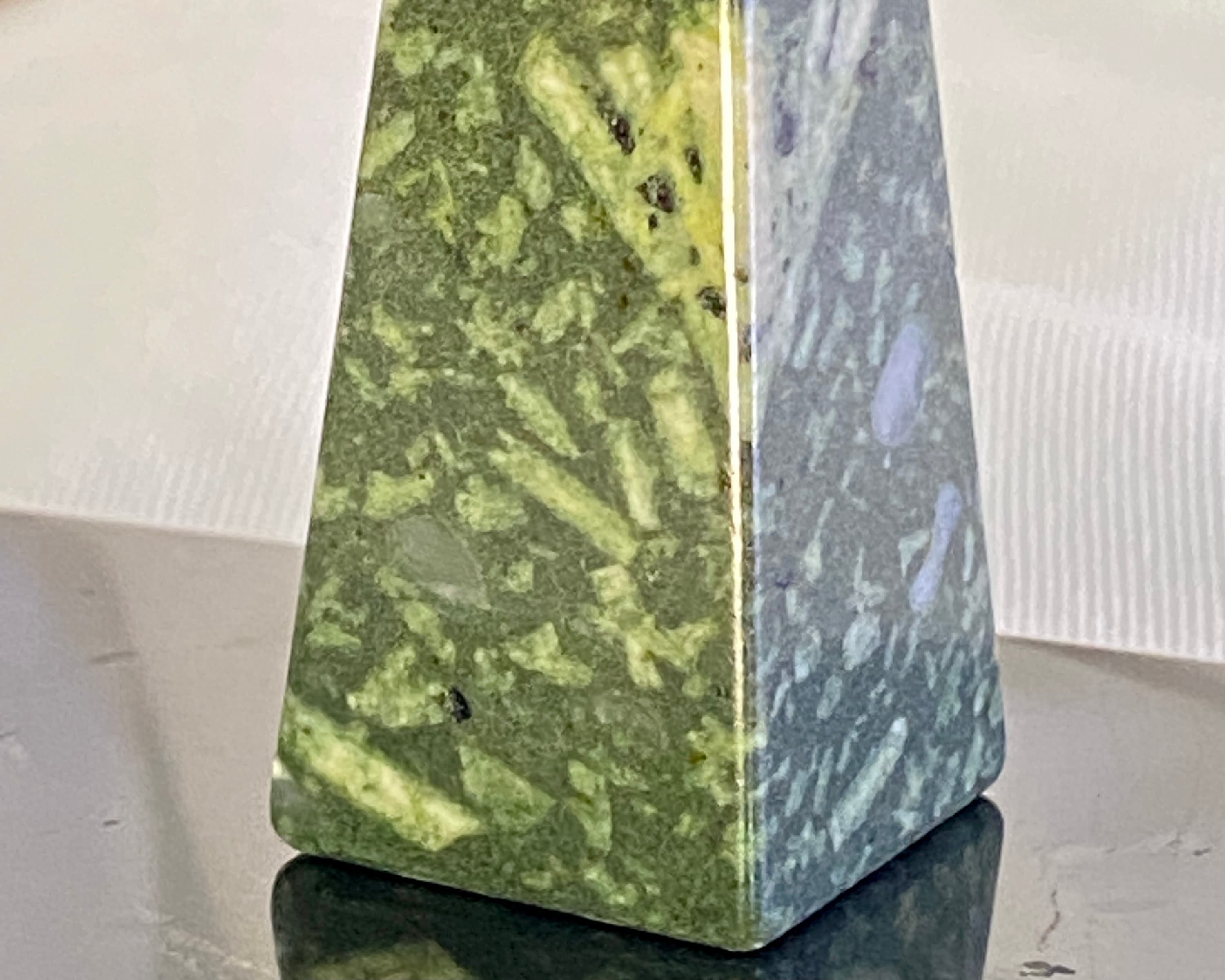 3.4”, 72.2g, Chinese Writing Stone, Green Porphyrite Tower, Porphyry ...