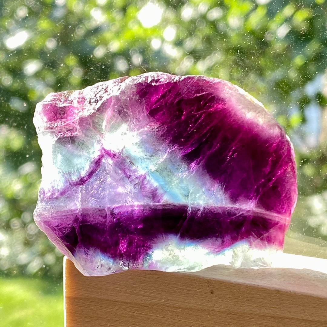 2w, 49.9g, Rainbow Fluorite Slab, Fluorite Crystal Slab, Polished ...