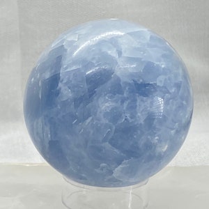 2.4”, Blue Calcite Sphere, Polished Blue Calcite Sphere, Natural Blue ...