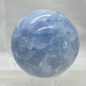 2.4”, Blue Calcite Sphere, Polished Blue Calcite Sphere, Natural Blue ...