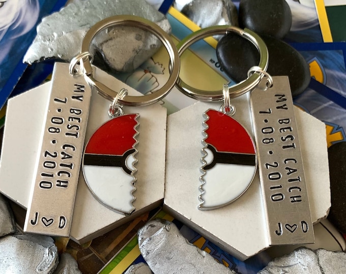 POKEMON ANIME Couples Keychain, My Best Catch, Gift for Him, Boyfriend ...