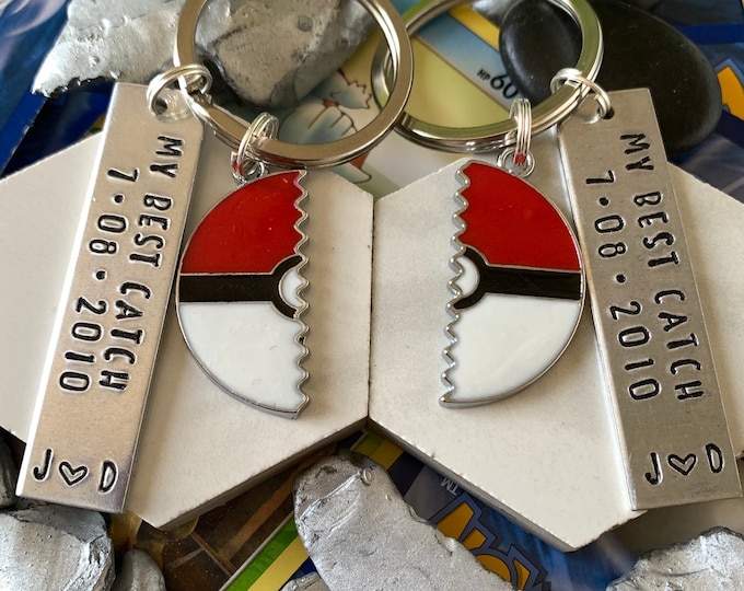 POKEMON ANIME Couples Keychain My Best Catch Gift for Him | Etsy