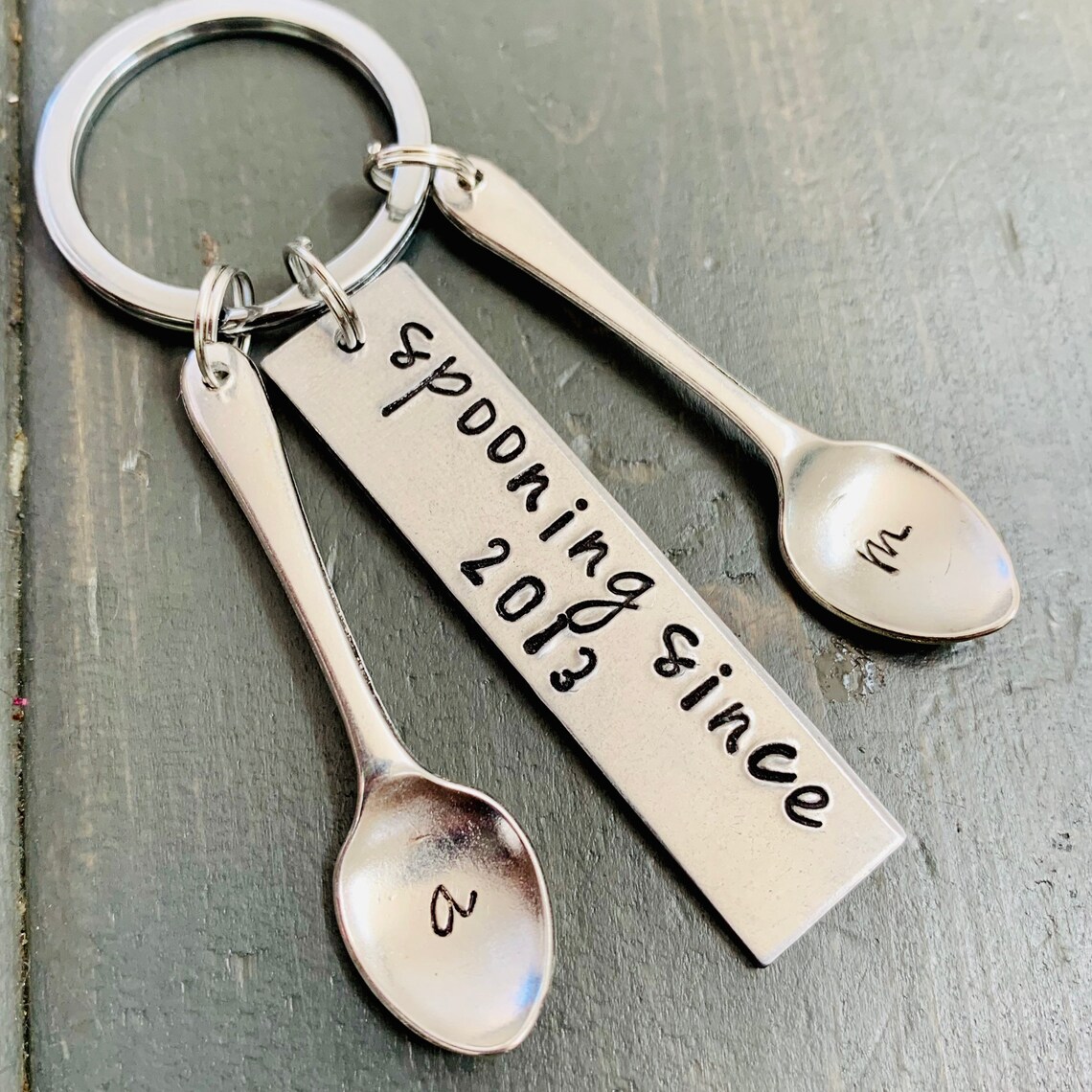 SPOONING SINCE Couples Anniversary Keychain, Gift for Him, Her, Husband ...
