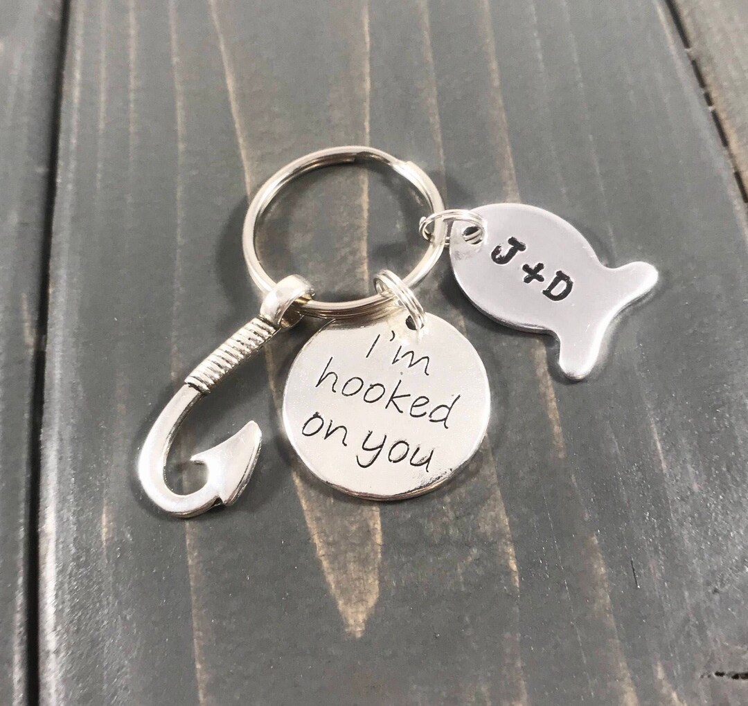 I'm Hooked on You Couples Keychain, Anniversary Gift, Fishing ...