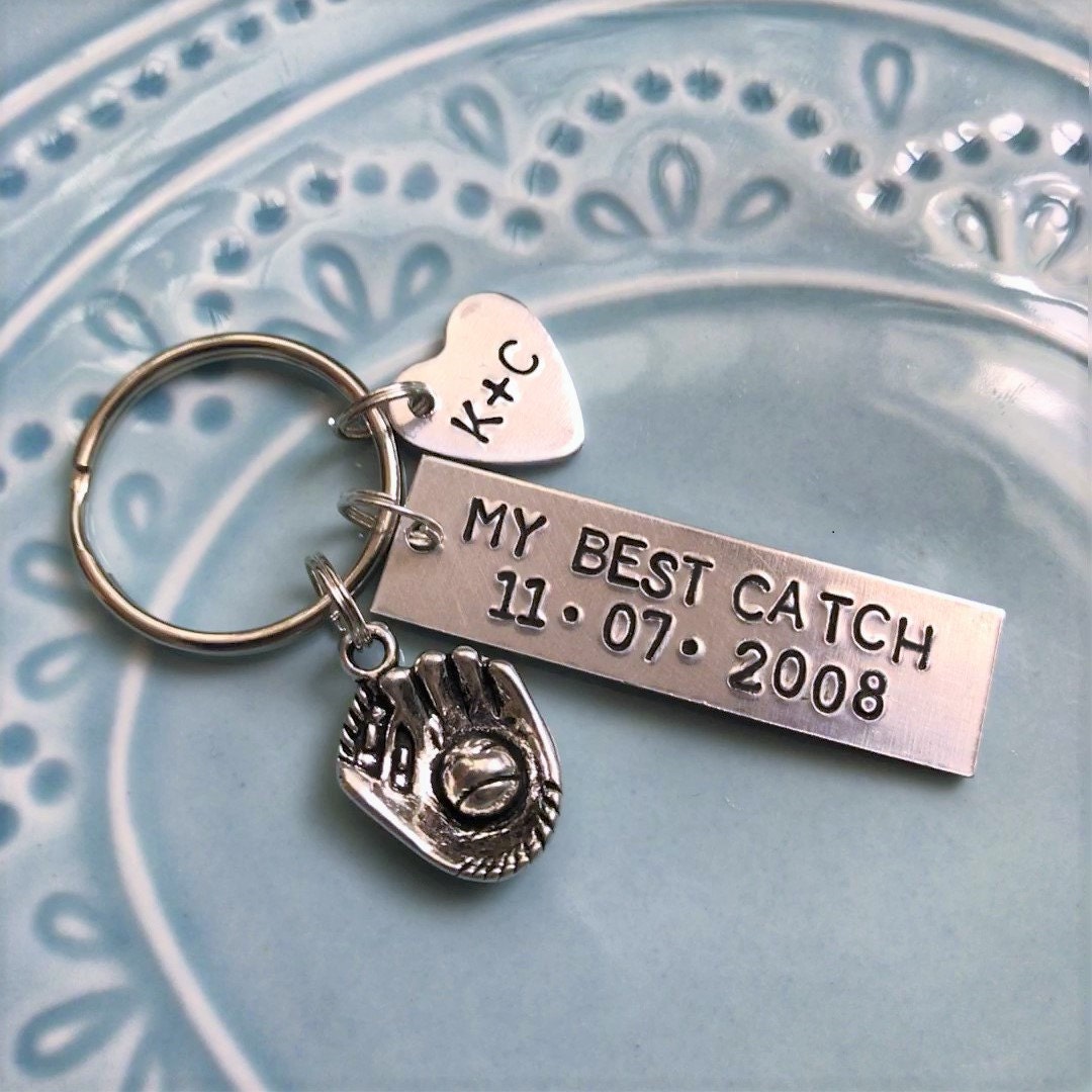 ANNIVERSARY BASEBALL KEYCHAIN, My Best Catch, Gift for Him,husband Wife ...