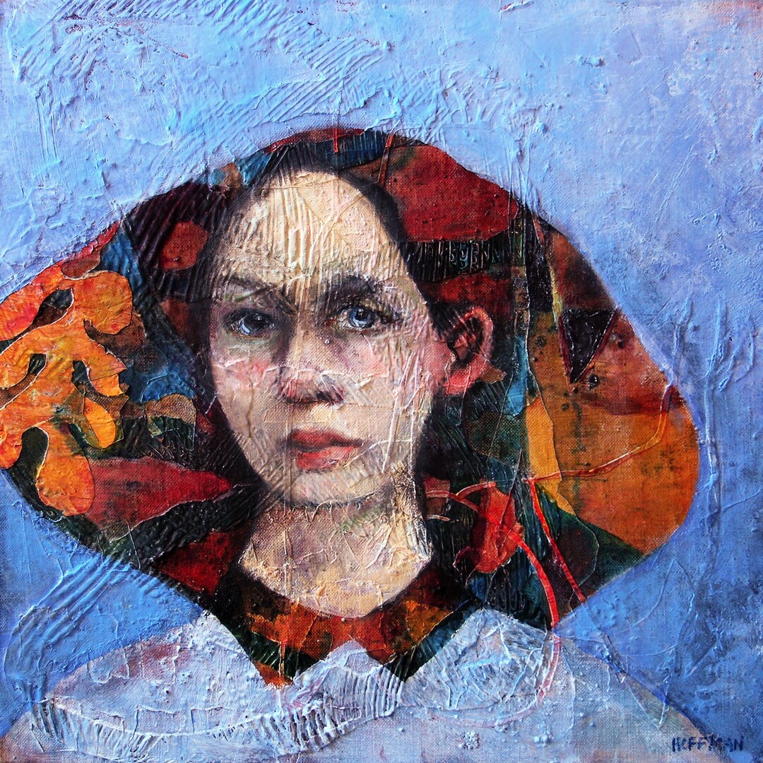 Original Oil Painting: Whimsical Woman Portrait, Maple Float Frame - Etsy