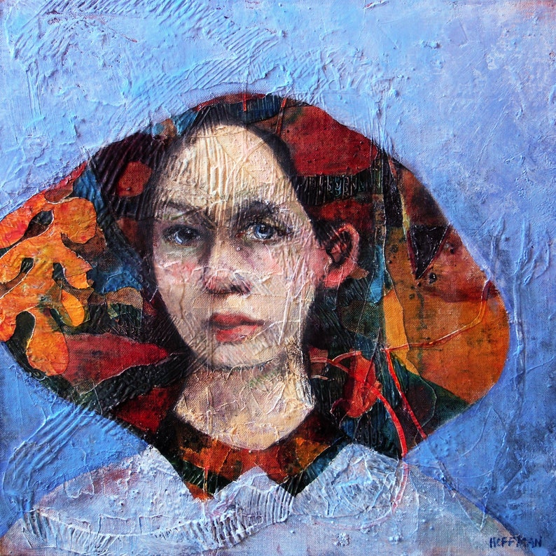 Original Oil Painting: Whimsical Woman Portrait, Maple Float Frame - Etsy