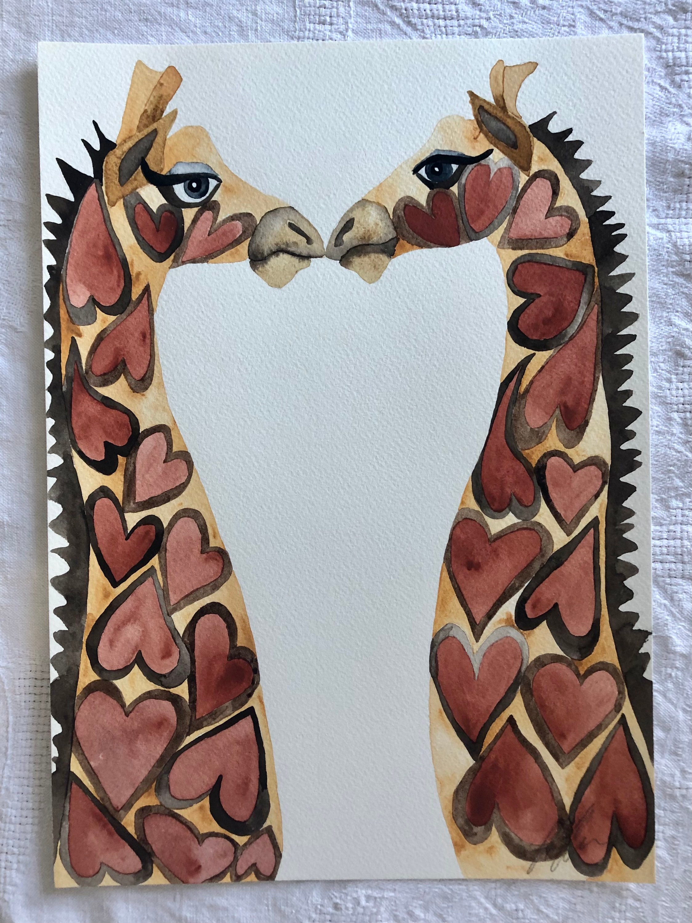 14 X 10 Valentine Giraffe Art. Whimsical Animal Art Original - Etsy UK