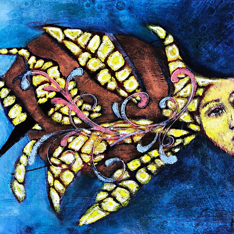 Turtle Whimsical Painting - Etsy