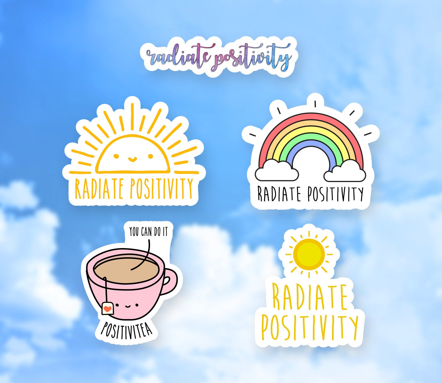 Positivity Sticker Pack Vinyl Stickers Cute Stickers | Etsy
