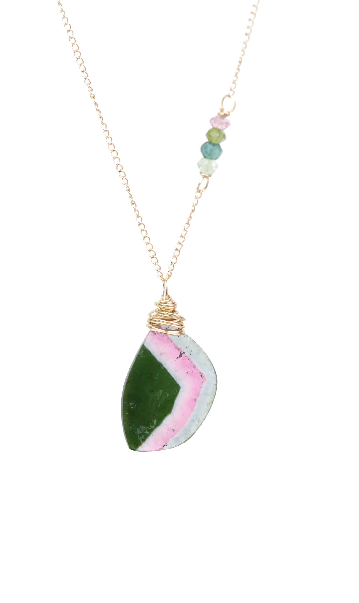 Watermelon Tourmaline Necklace tourmaline gemstone *tourmaline slice ...